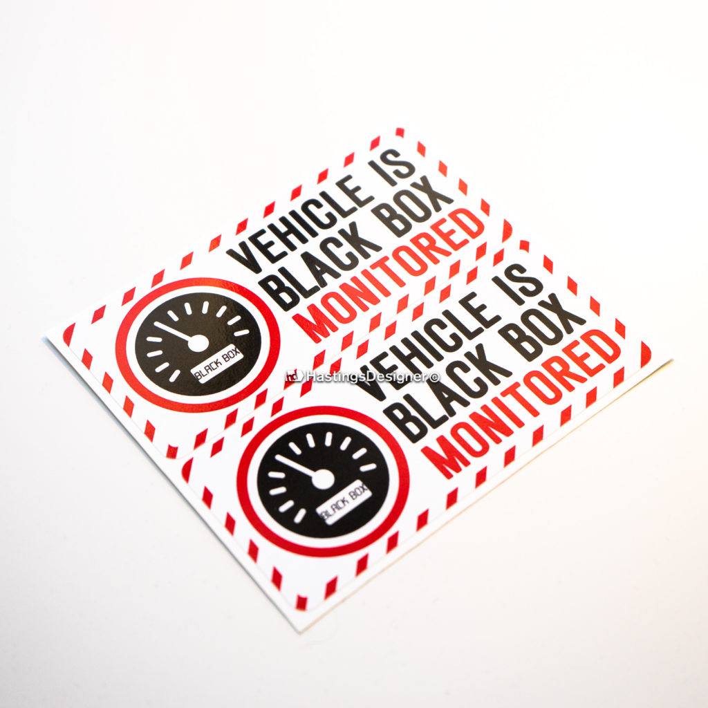 2x VEHICLE BLACK BOX MONITORED Stickers – stickrs.uk